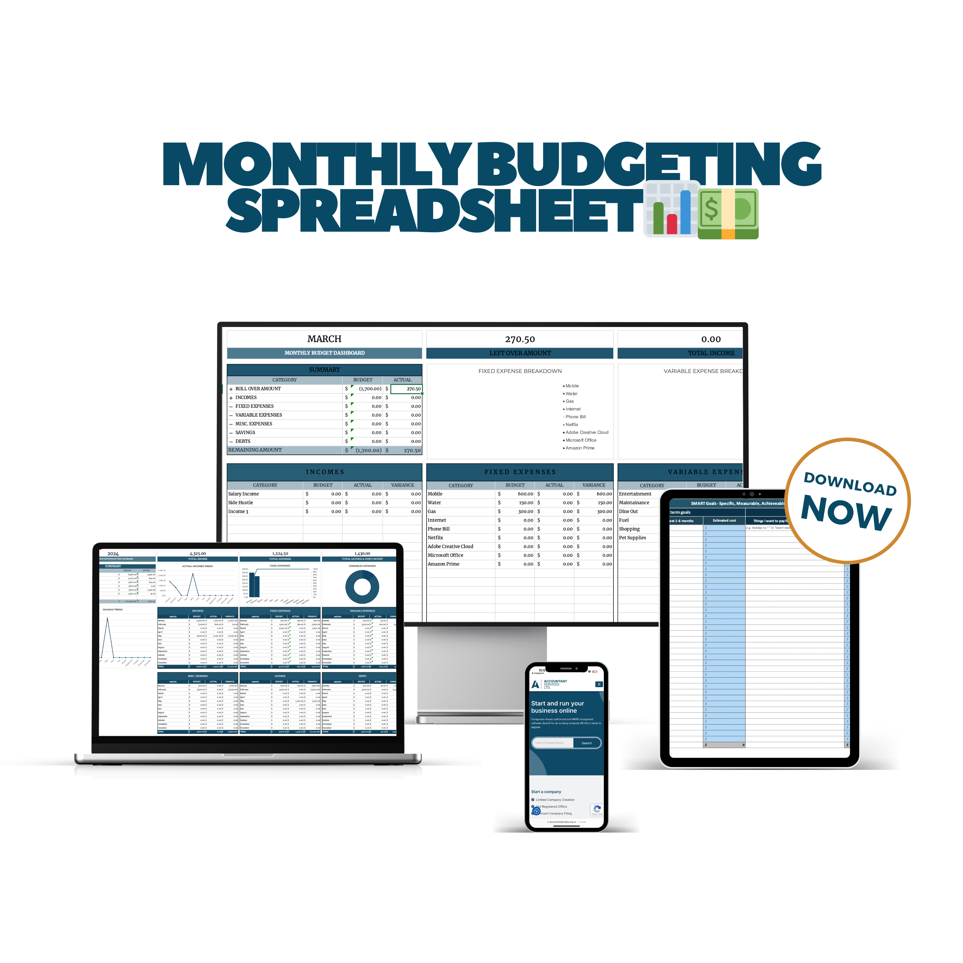 Monthly Budgeting Spreadsheet – Accountant Services